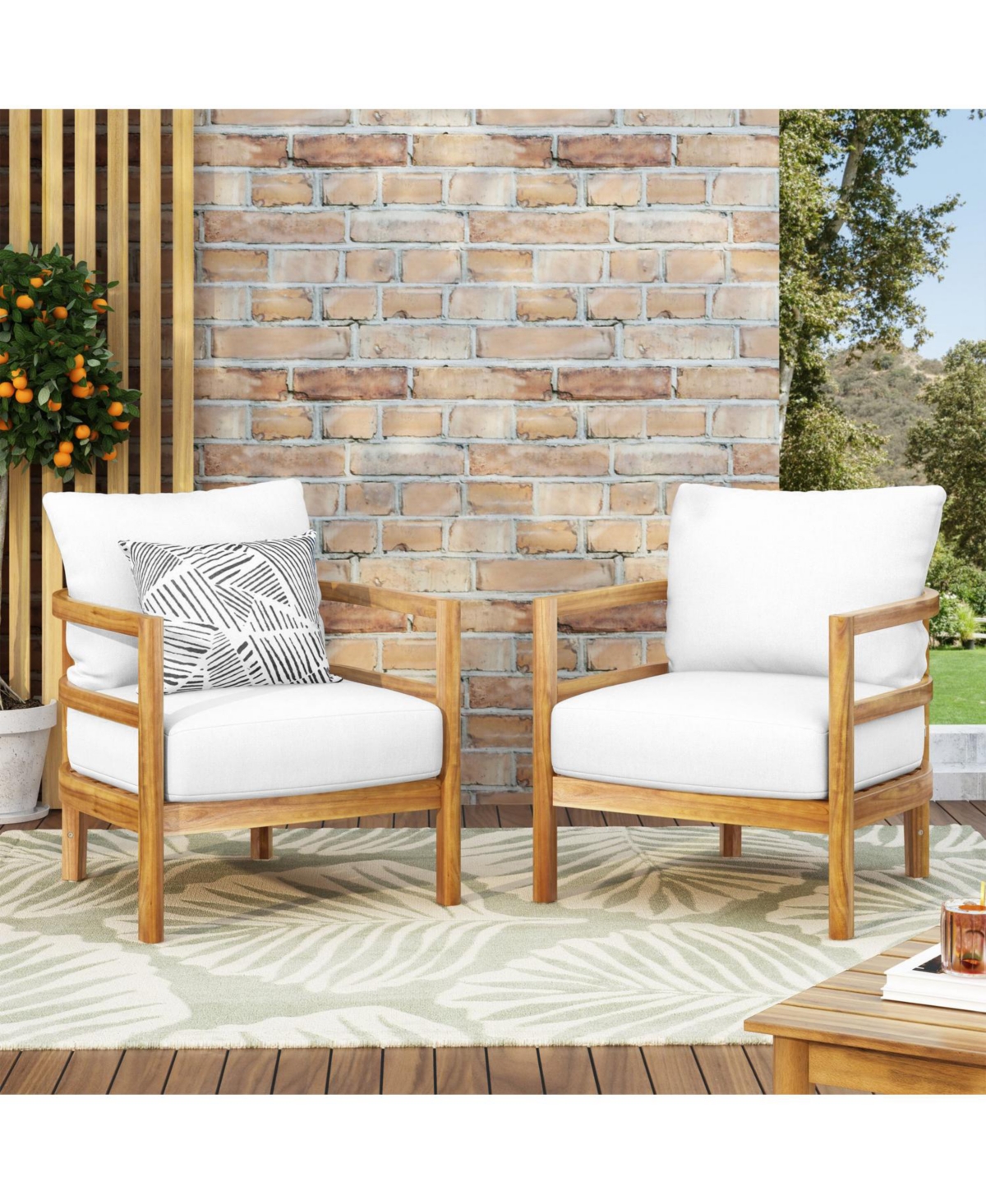 Click here for Streamdale Acacia Wood Patio Club Chairs (Set of 2... prices