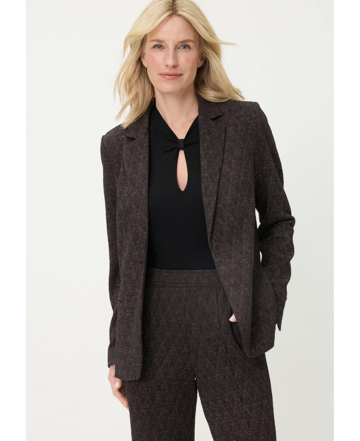 Click here for Olsen Womens Sparkle Blazer. - Black prices