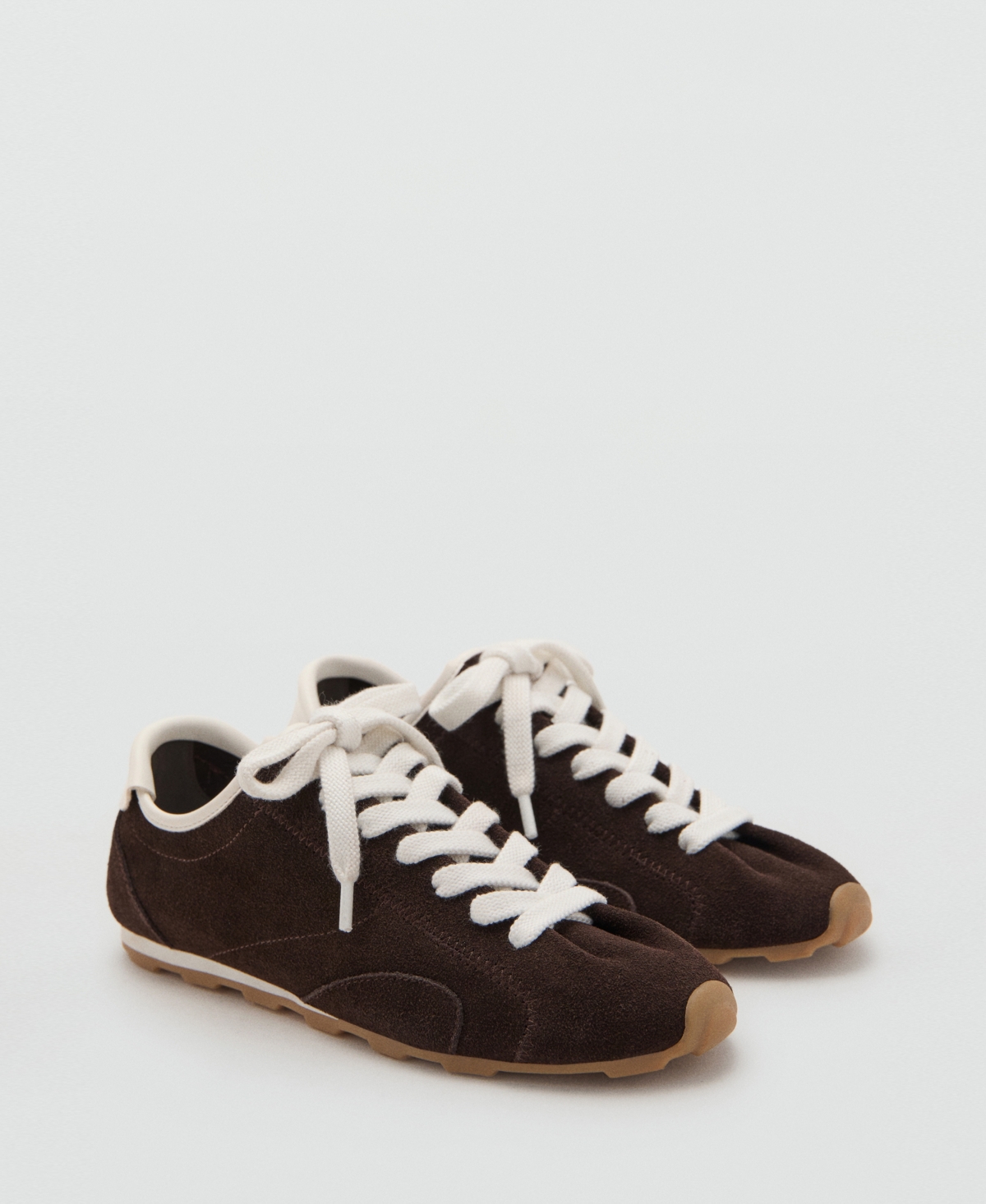 Click here for Mango Womens Suede Contrast Sneakers - Chocolate prices
