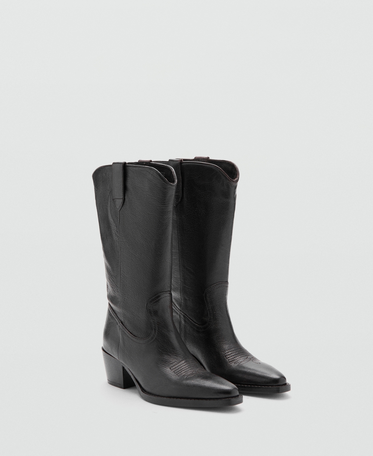 Click here for Mango Womens Leather Pointed Ankle Boots - Chocola... prices