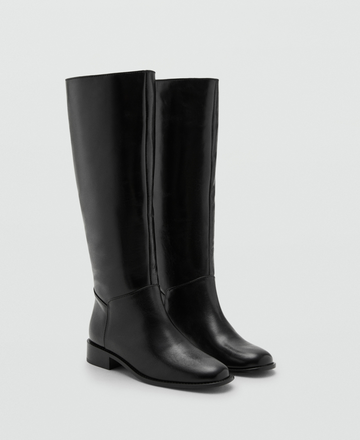 Click here for Mango Womens Leather High Boots - Black prices