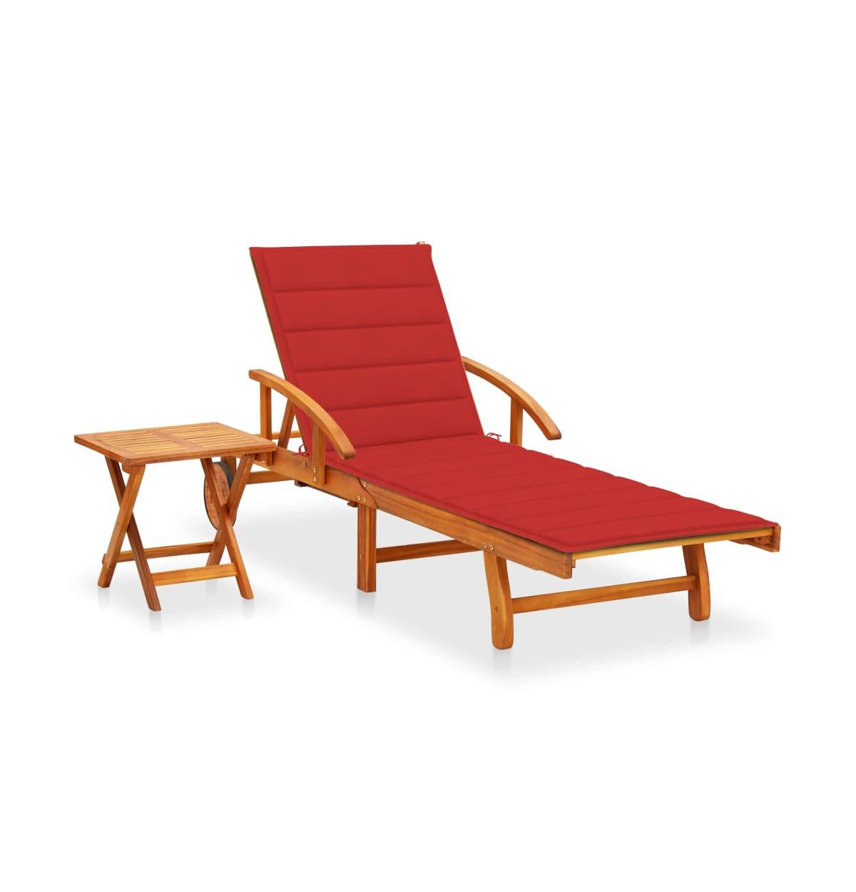 Click here for vidaXL Lounger Red Solid Acacia Wood Standard Adju... prices