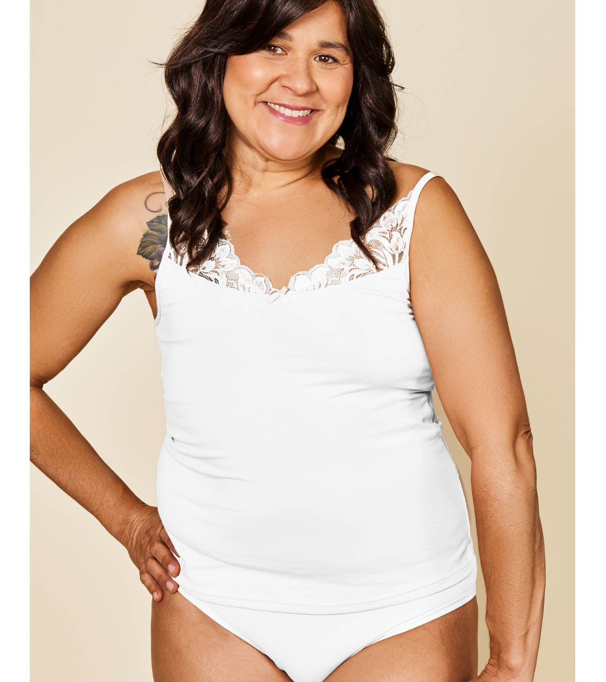 Click here for Luna Lace Cotton Cami - White prices