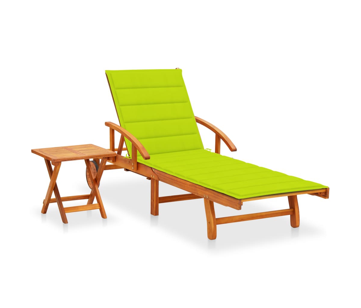 Click here for vidaXL Sunlounger With Table Bright green cushion prices