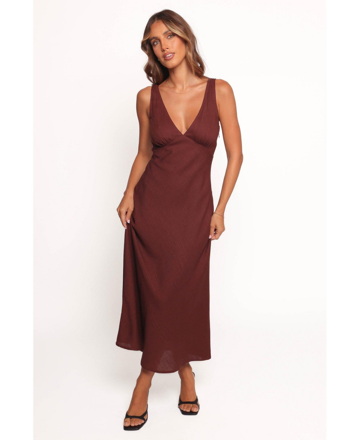 Click here for Petal and Pup Womens Shyla Midi Dress - Brown prices