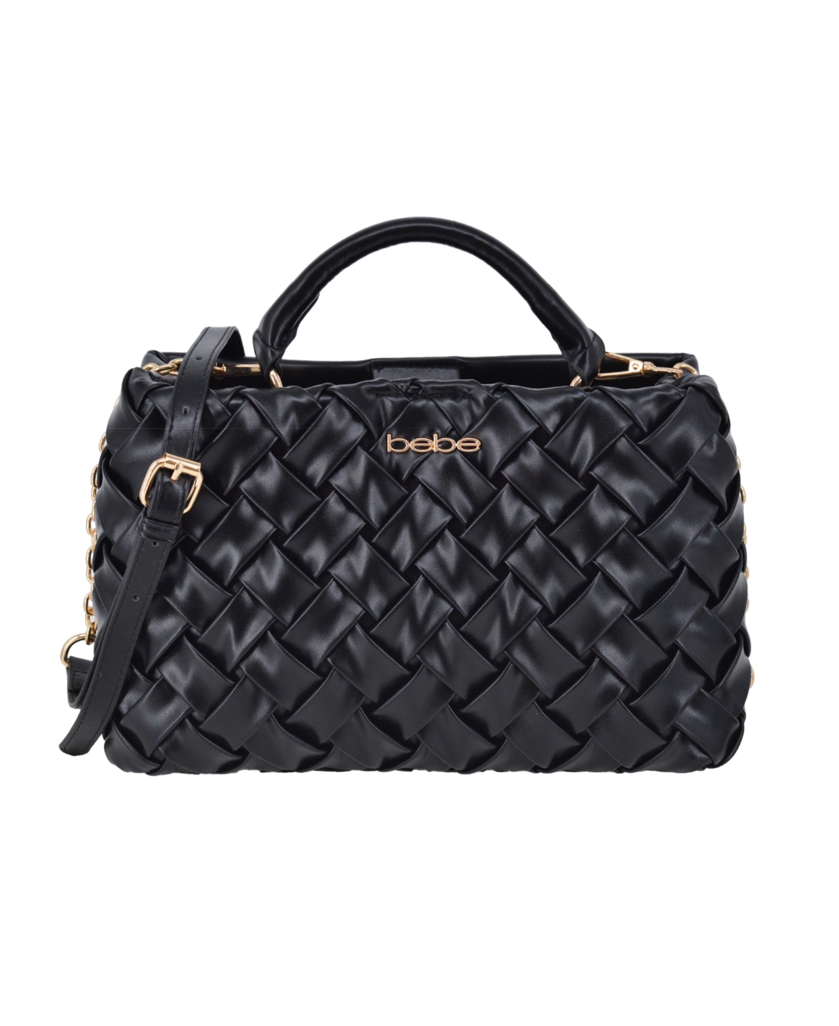 Click here for Bebe Womens Luca Small Satchel Crossbody Bag - Bla... prices