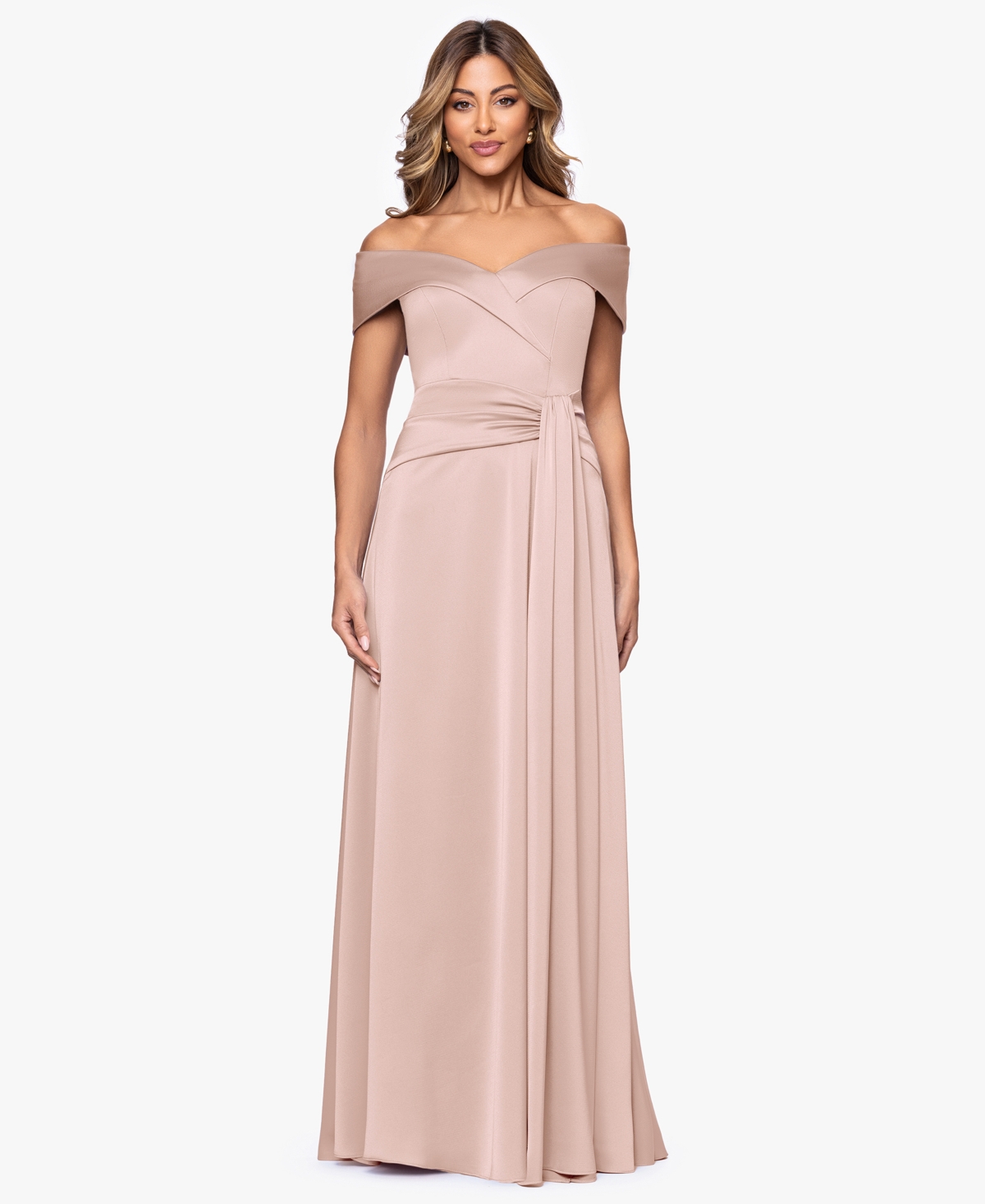 Click here for Xscape Womens Off-The-Shoulder Long Party Dress -... prices