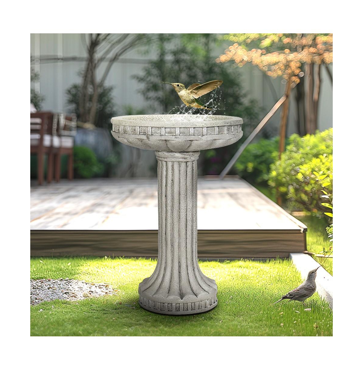 Click here for SunJet 24 Inch Height Outdoor Bird Bath - Fibre Re... prices