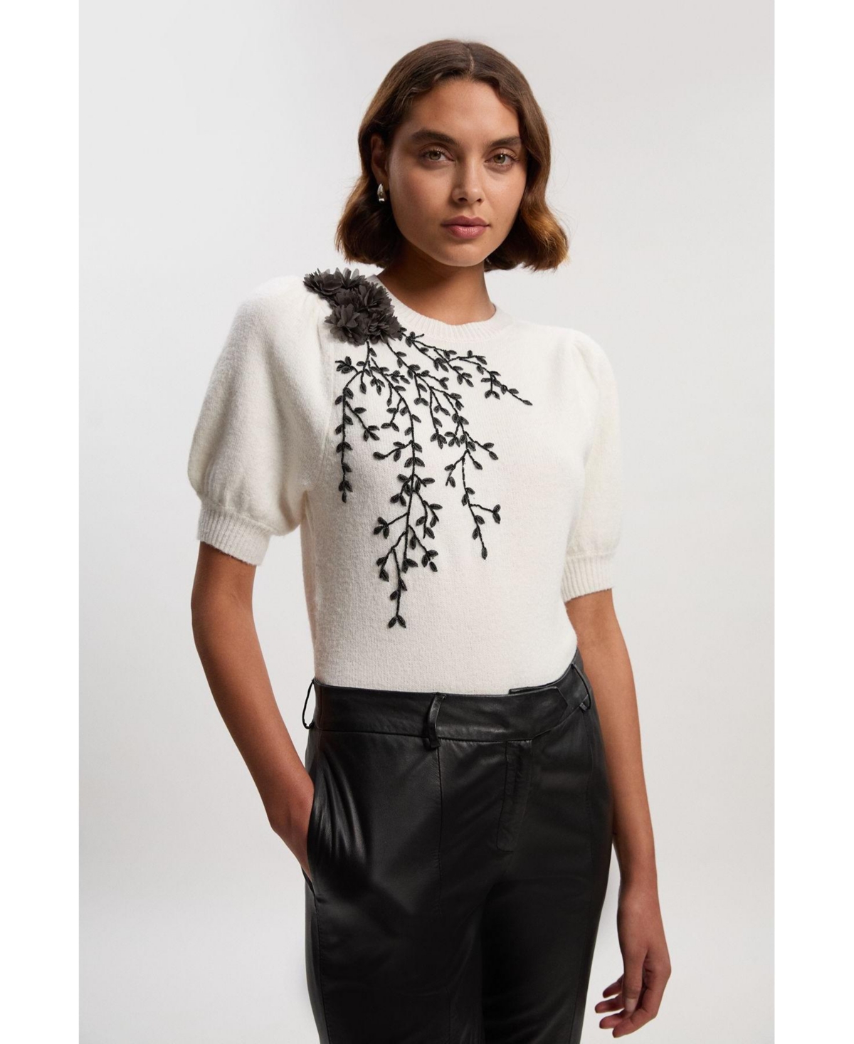 Click here for Karen Millen Womens Flower And Beaded Puff Sleeve... prices