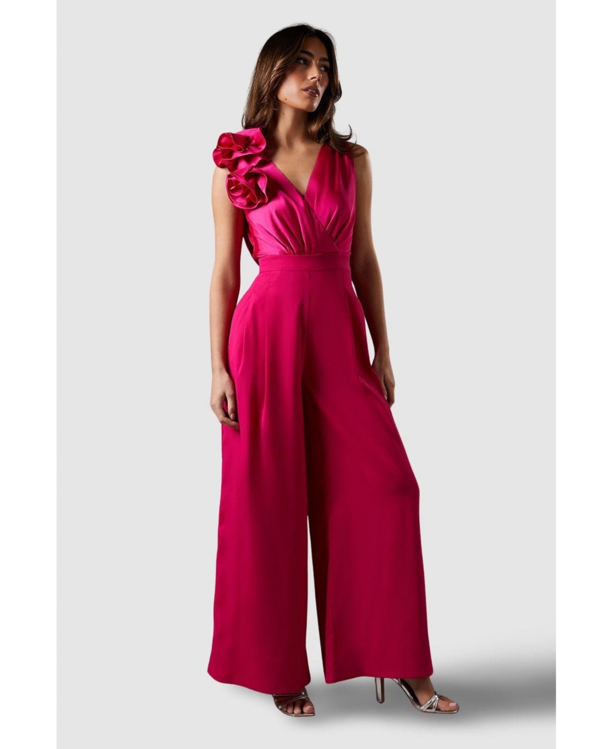 Click here for Coast Womens Corsage Cowl Back Jumpsuit - Pink prices