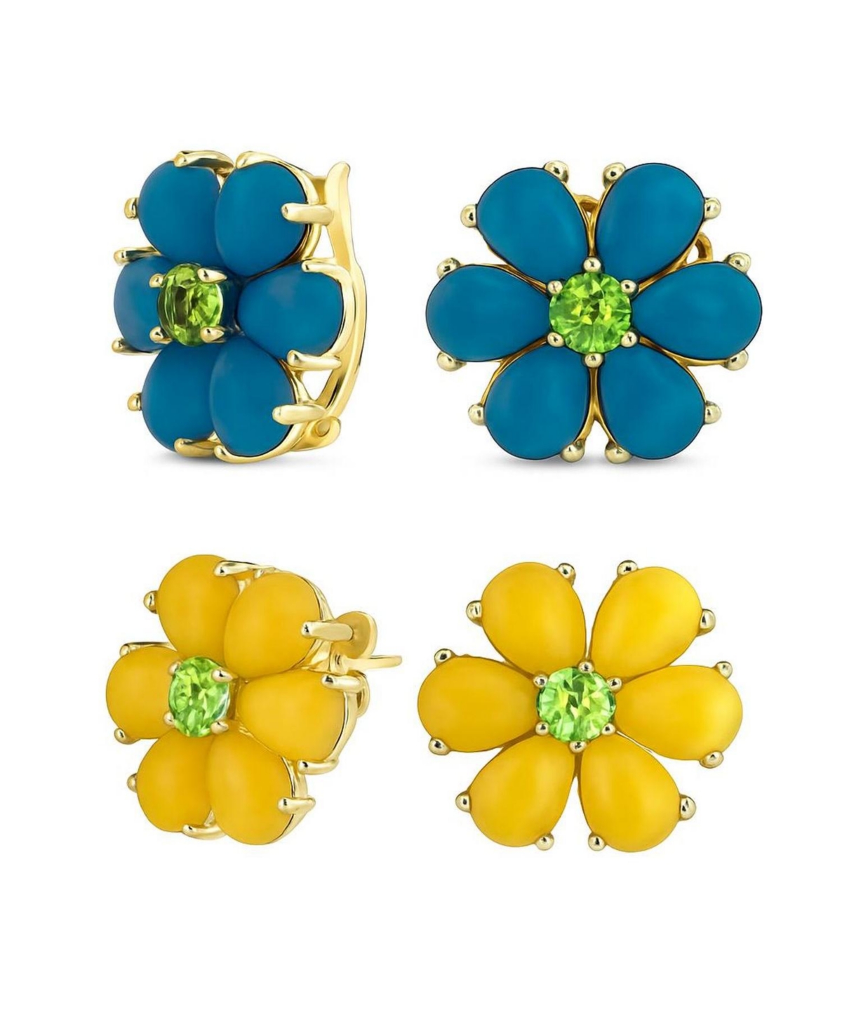 Click here for Bling Jewelry Set of 2 Garden Flower Jade Yellow S... prices