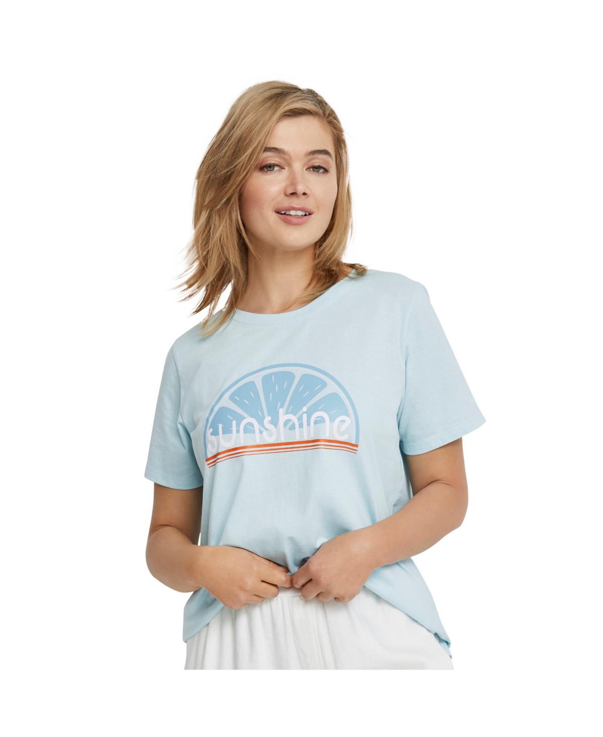 Click here for ellos Womens Sunshine Graphic Tee - Seamist blue prices