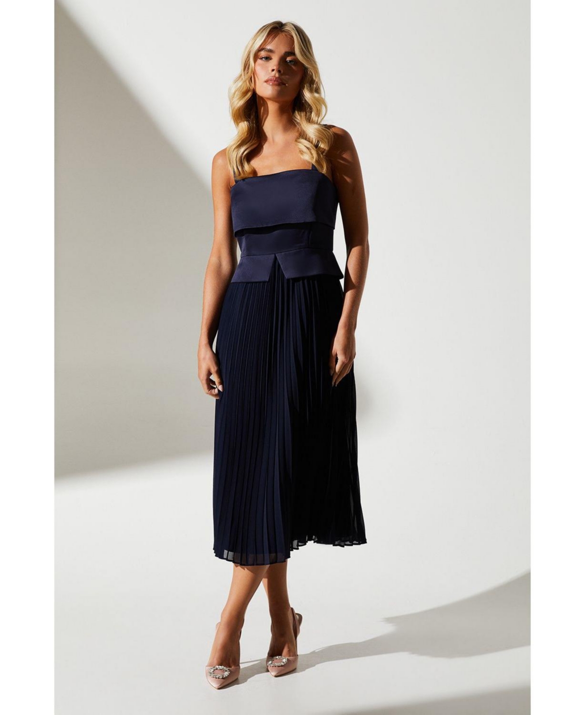 Click here for Coast Womens Square Neck Midi Dress - Navy prices