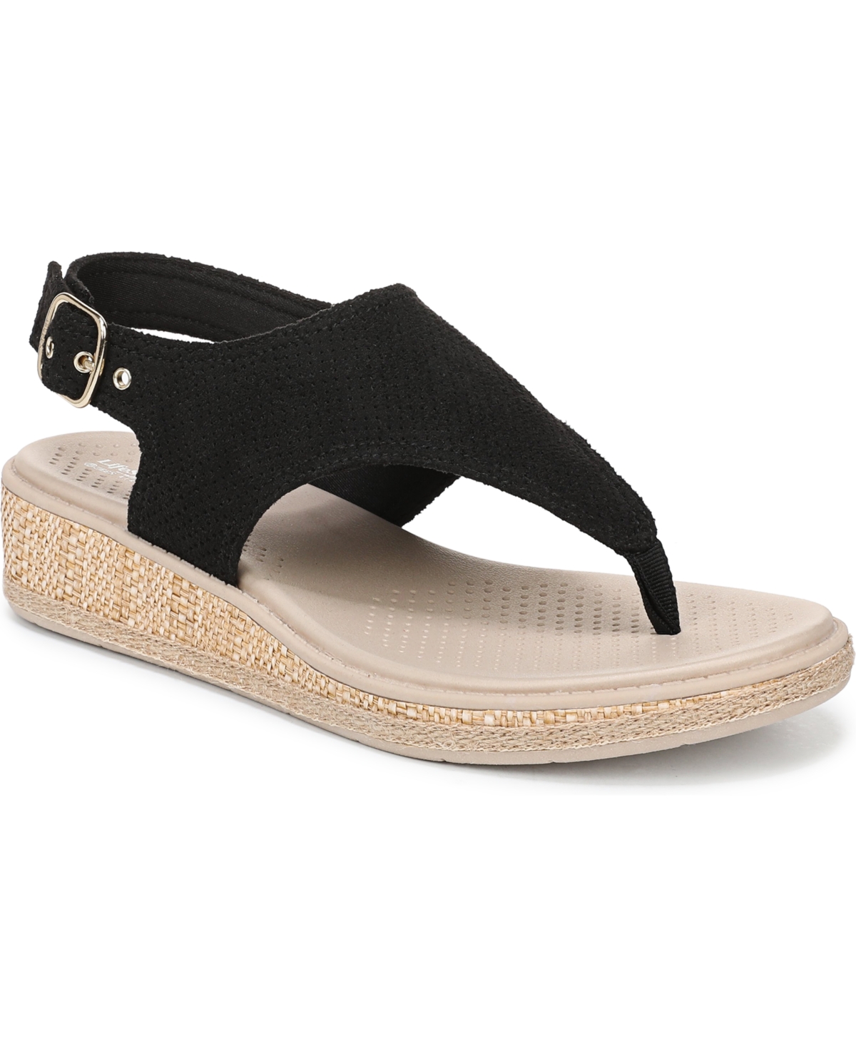 Click here for LifeStride Womens Beachy Thong Sandals - Black Str... prices
