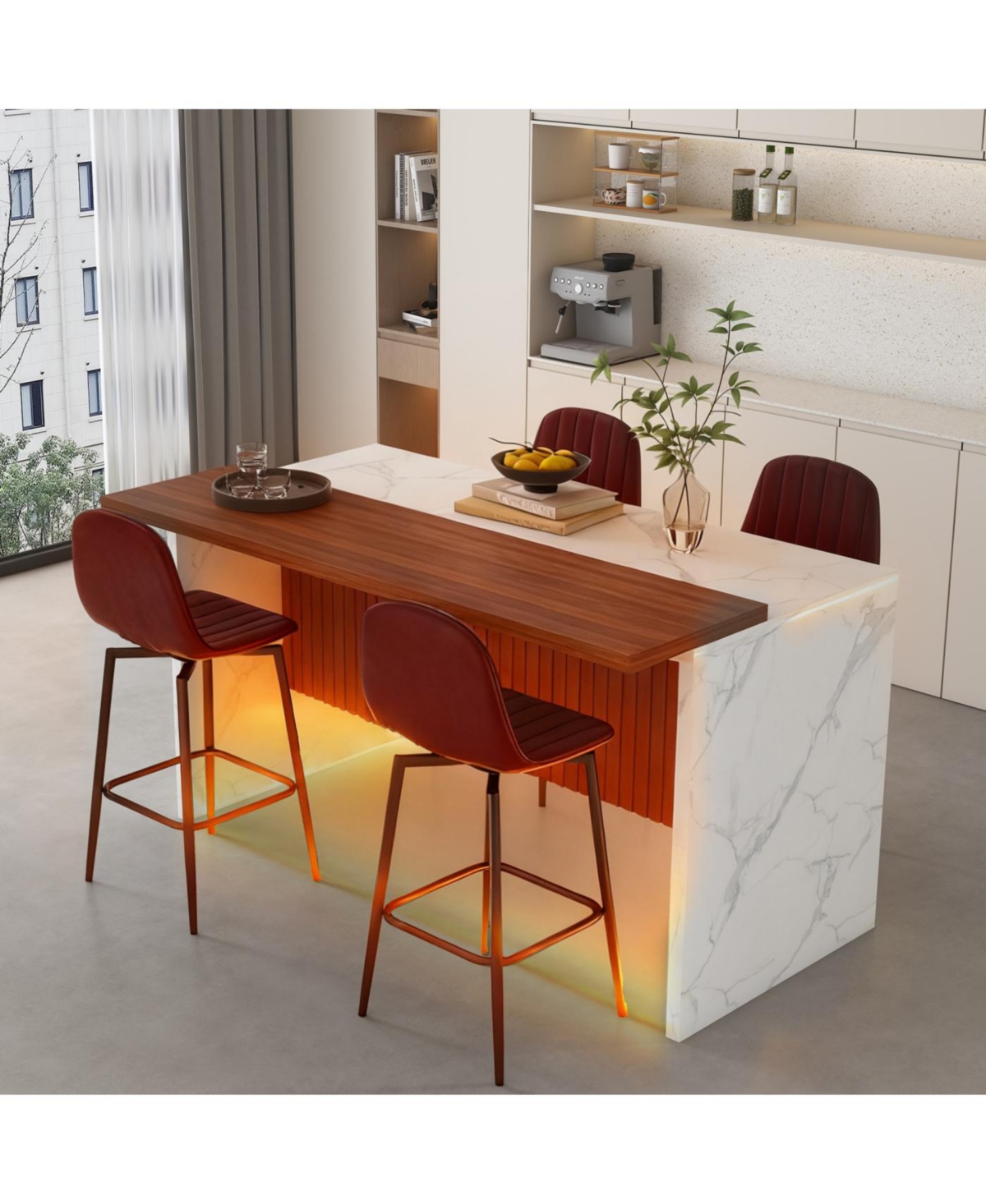 Click here for Streamdale White Marble Look Kitchen Island with L... prices