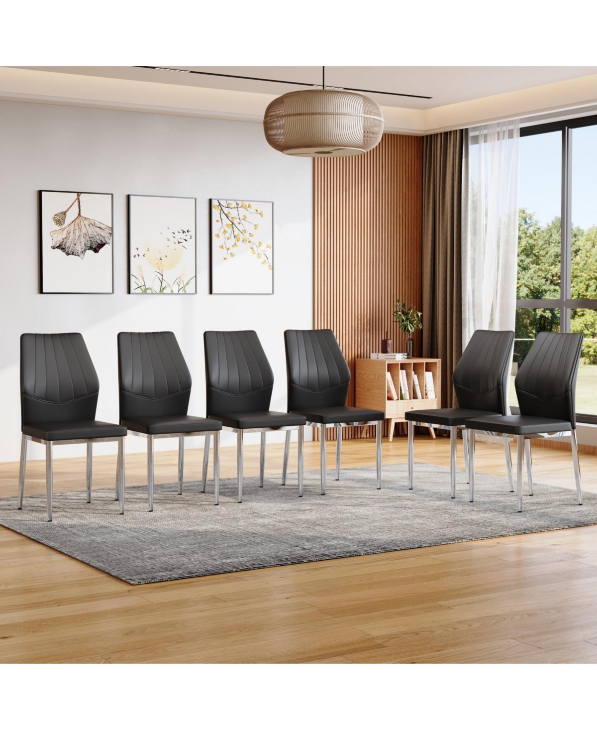 Click here for Streamdale Set of 6 Black & Silver Dining Chairs... prices