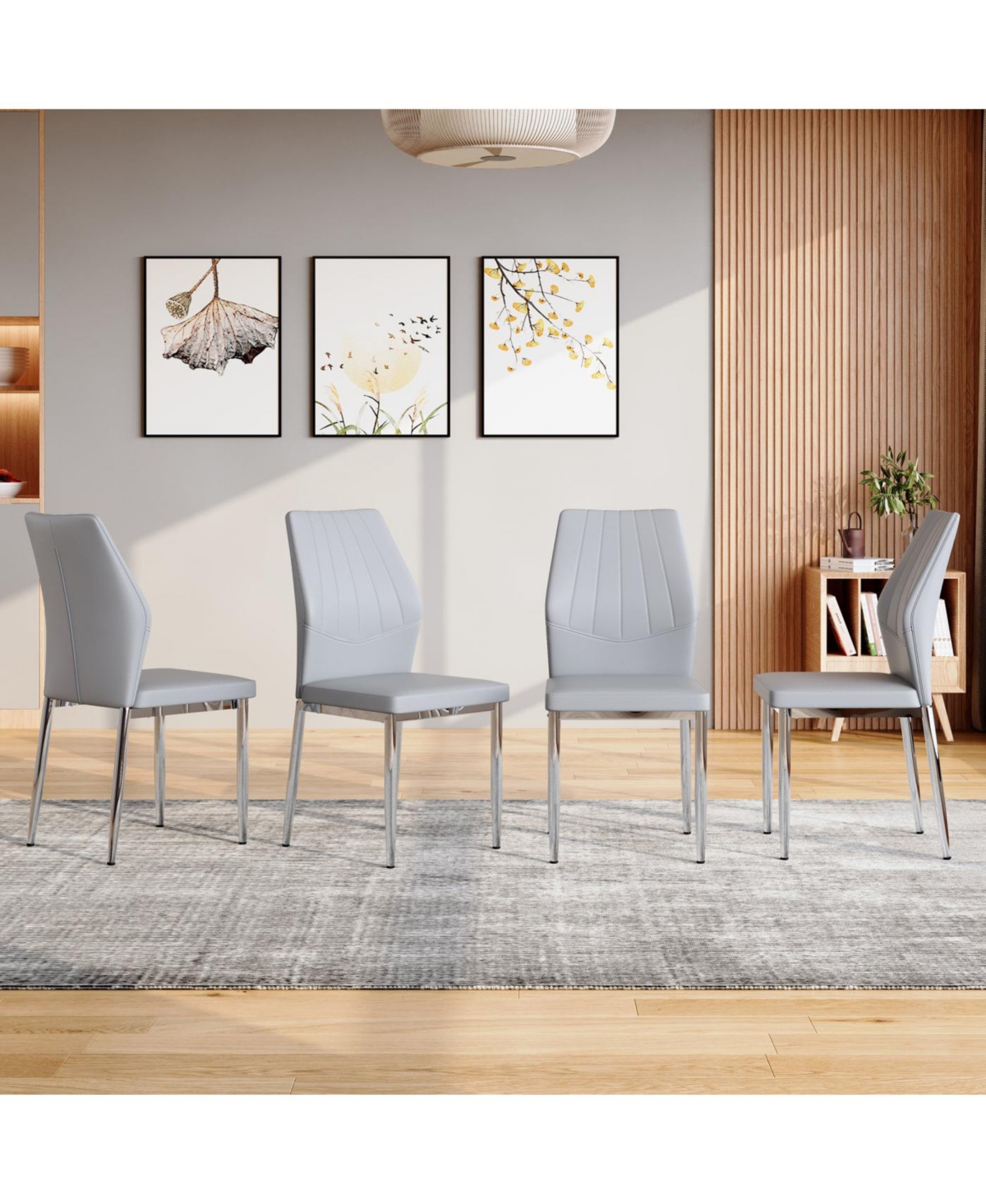 Click here for Streamdale Set of 4 Light Gray & Silver Dining Cha... prices