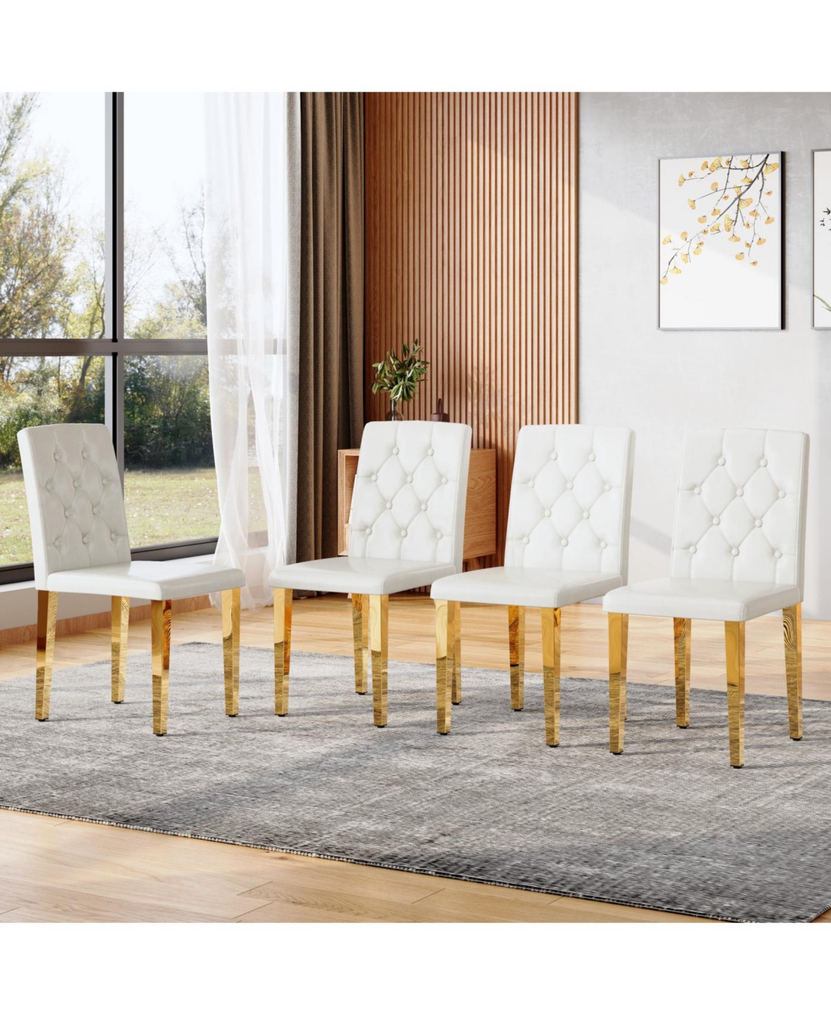 Click here for Streamdale 4-pack White Pu Dining Chairs  Ergonomi... prices