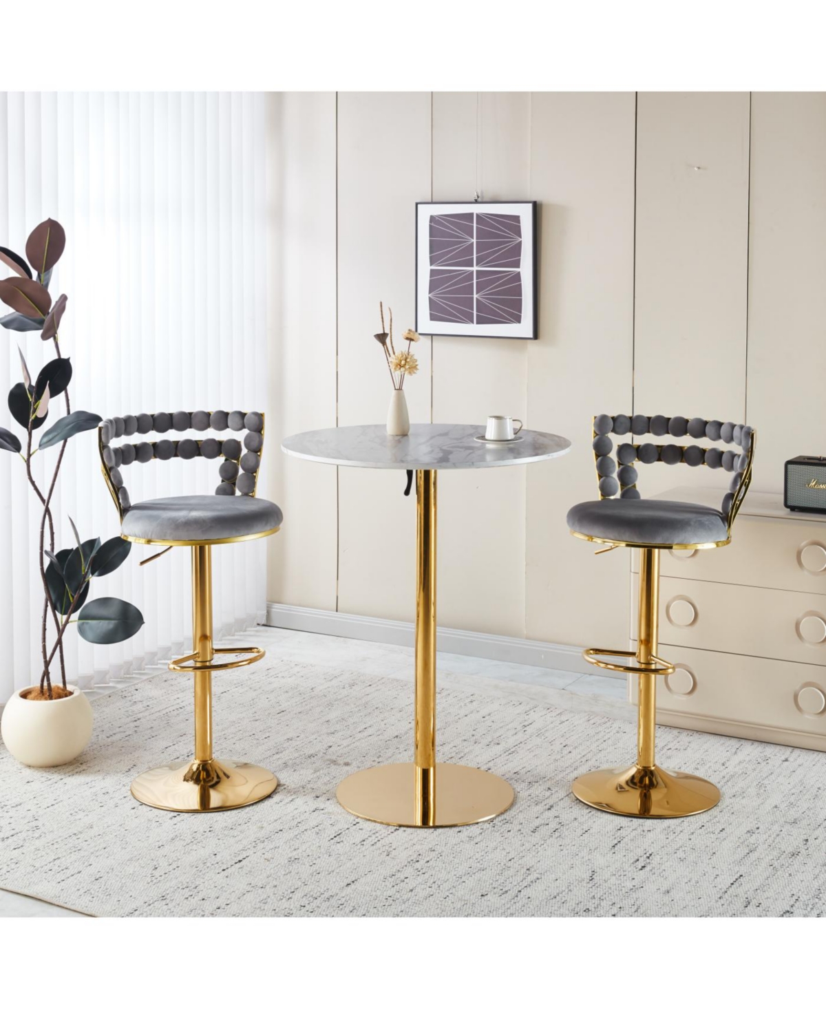 Click here for Streamdale Modern Gold Bar Table Set with 2 Adjust... prices