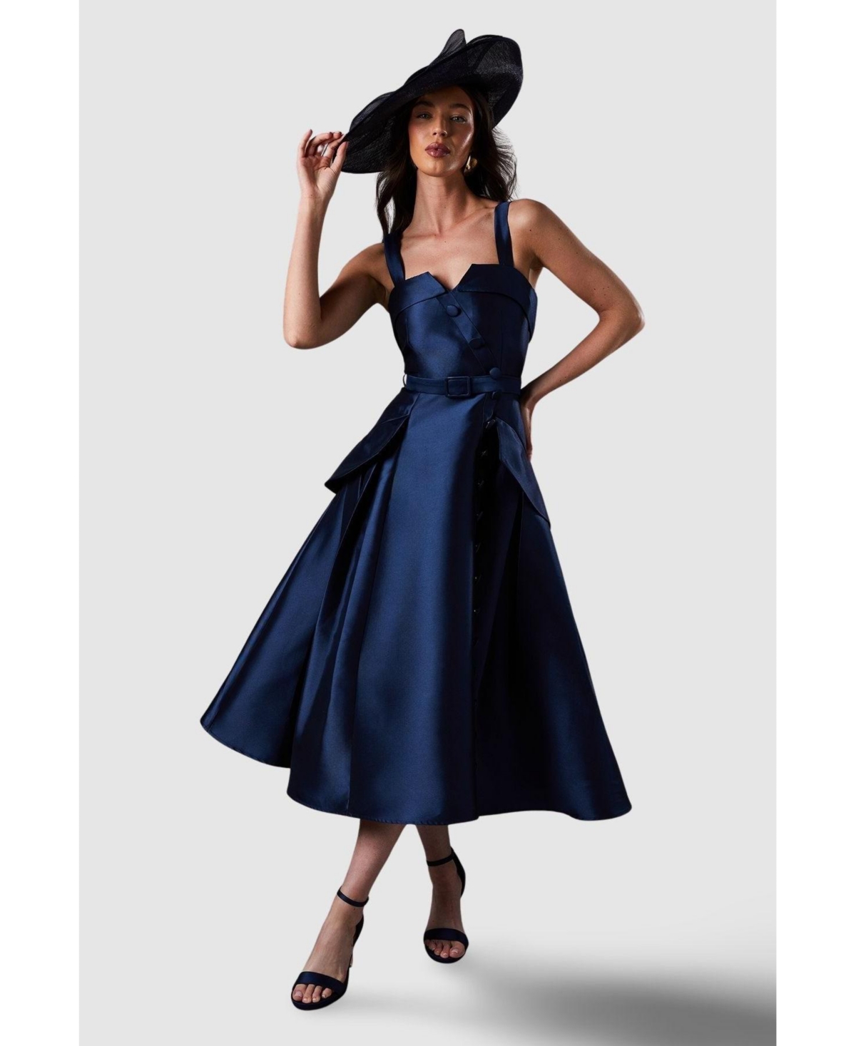 Click here for Coast Womens Tan Twill Belted Volume Midi Dress -... prices