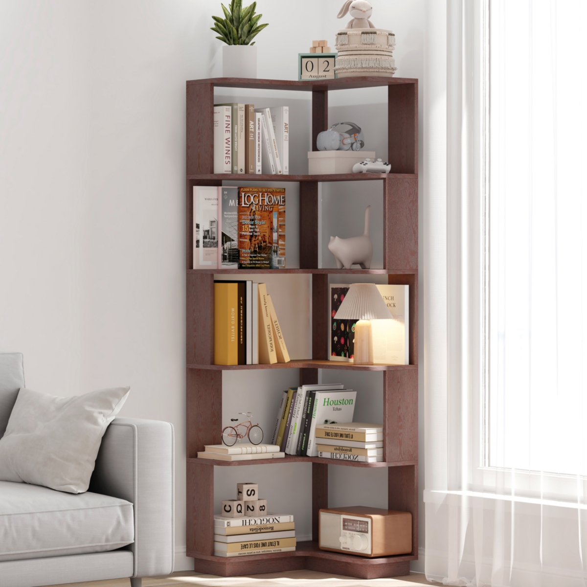 Click here for Streamdale Furniture 6 Tier L-Shaped Corner Booksh... prices