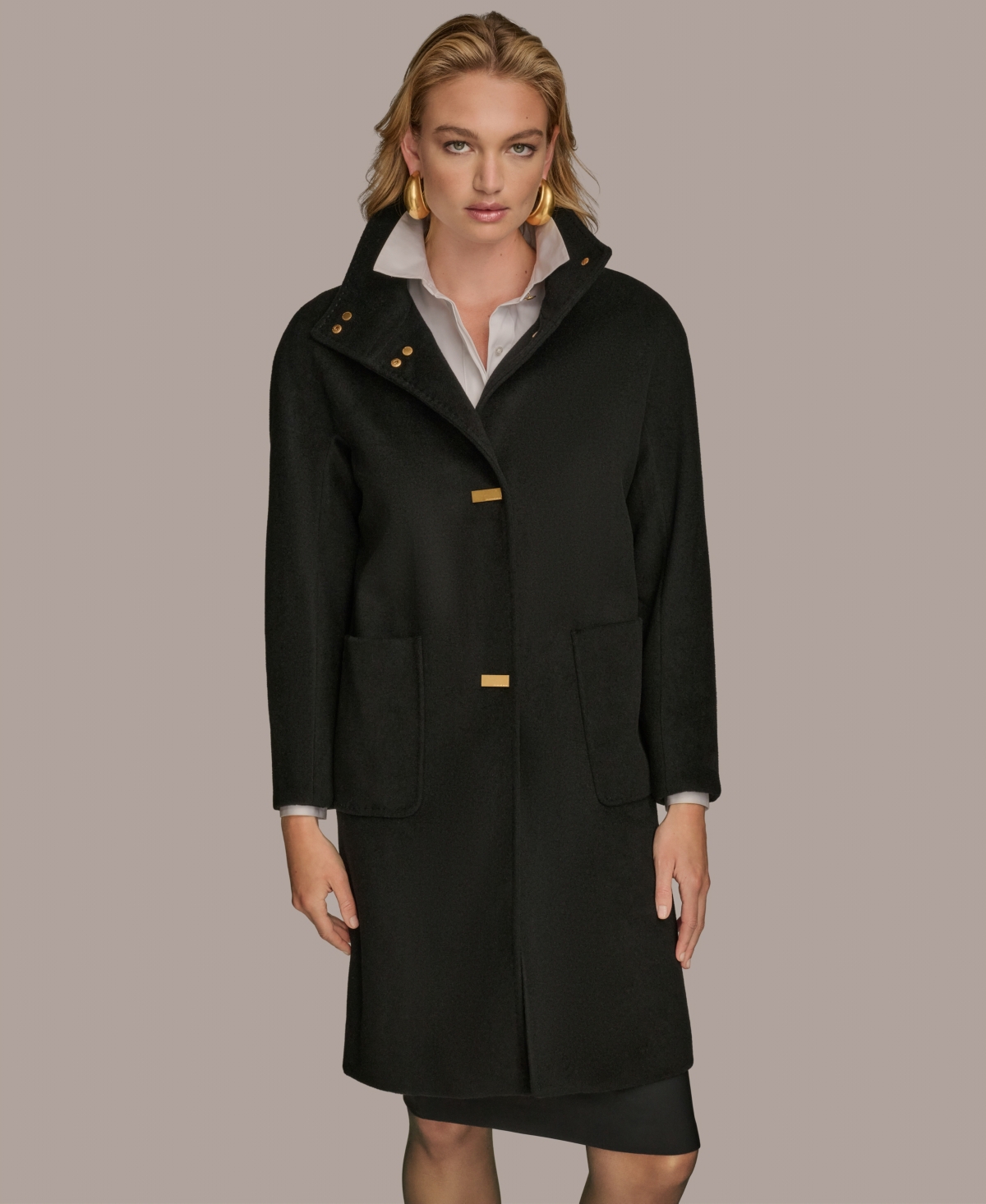 Click here for Donna Karan New York Womens Stand-Collar Single-Br... prices