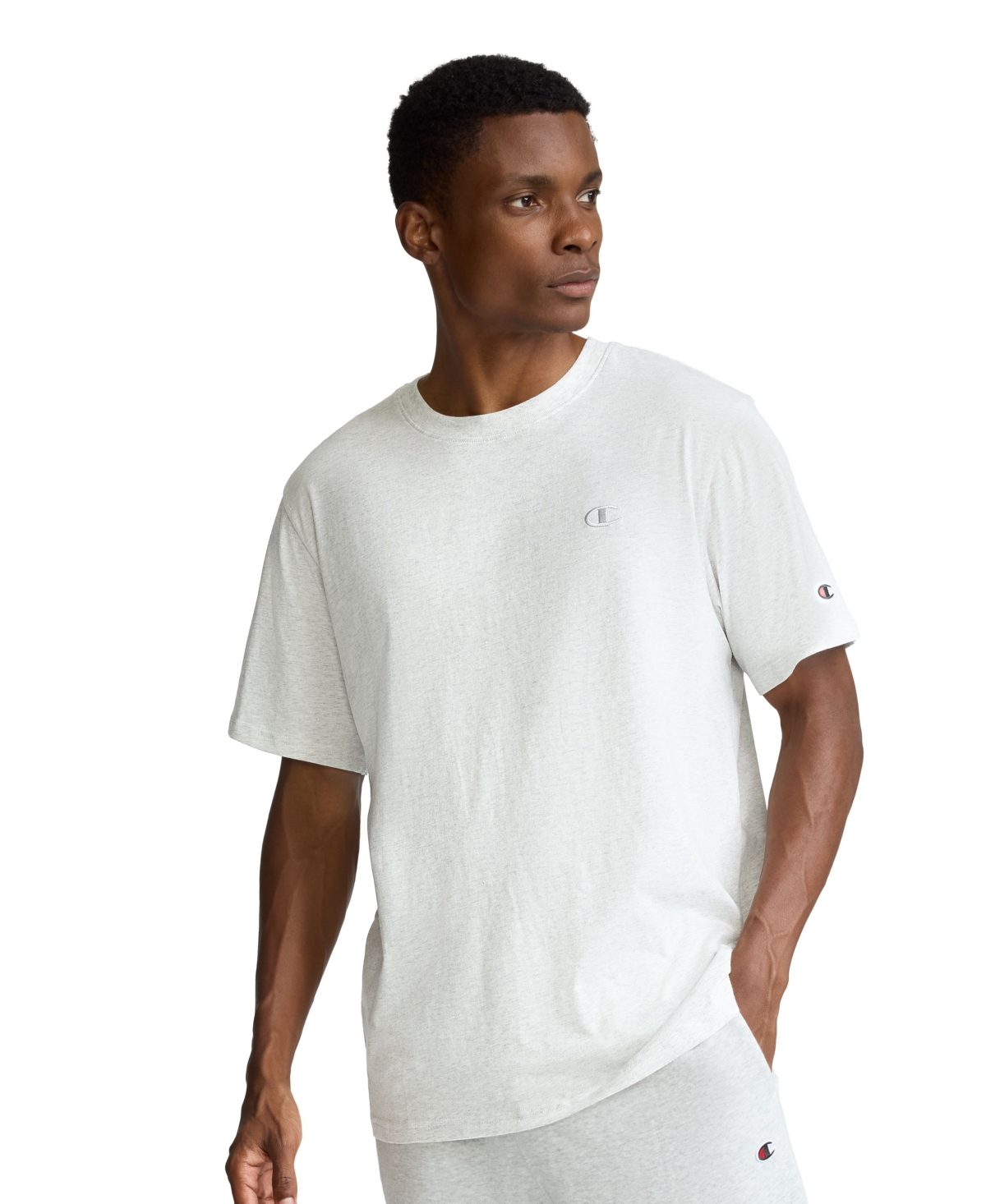 Click here for Champion Mens Cotton Jersey T-Shirt - Platinum Sil... prices