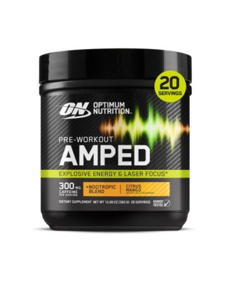 Optimum Nutrition, Pre-Workout Amped Powder, Citrus Mango, High Stim ...