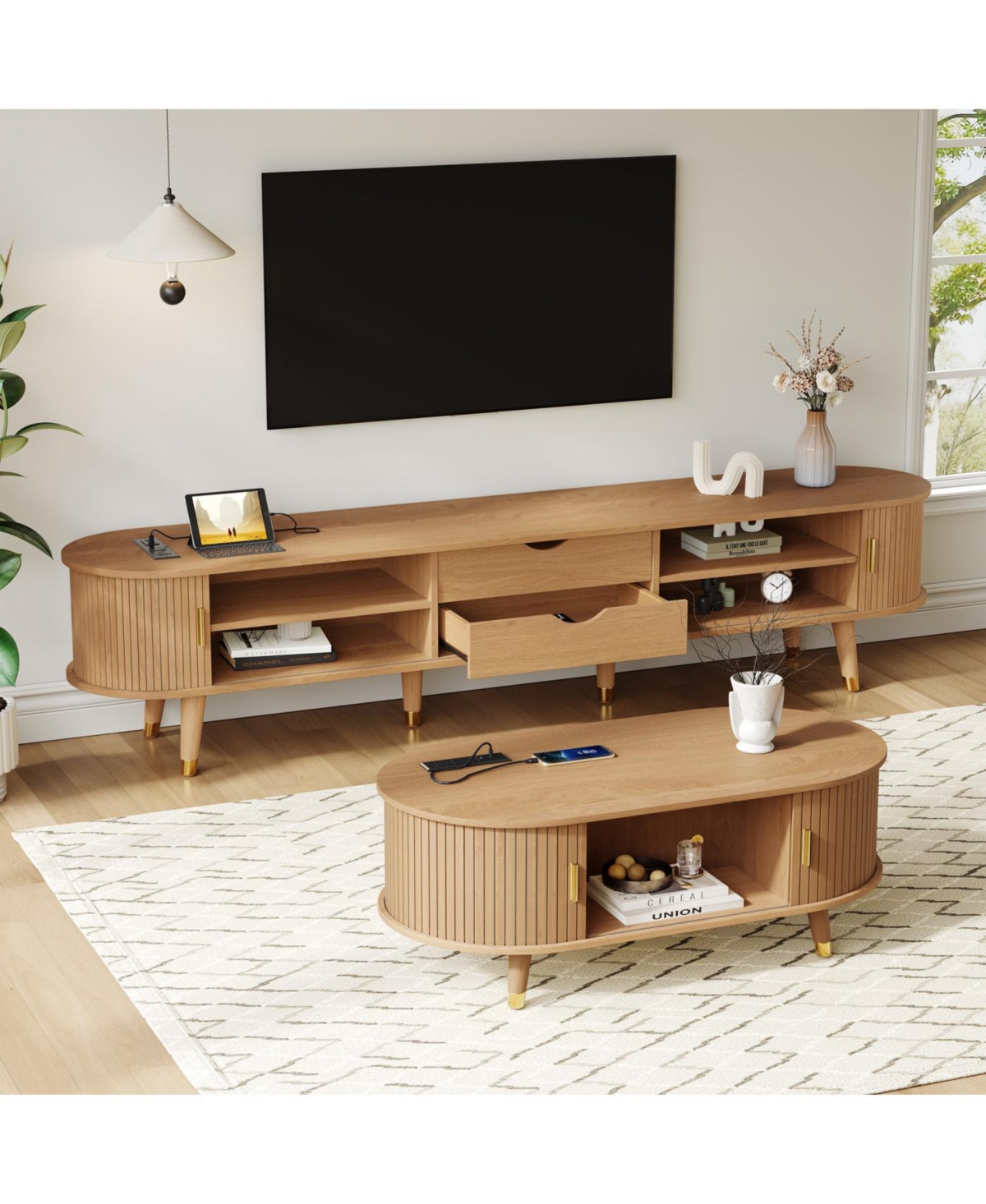 Click here for Streamdale Furniture Wooden Farmhouse Tv Stand & C... prices