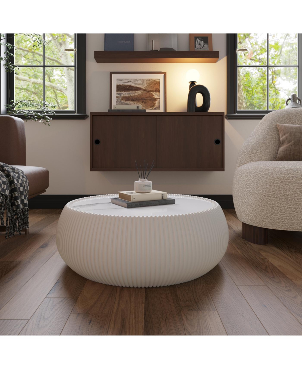 Click here for Streamdale Furniture Light Marble Top Leather Drum... prices