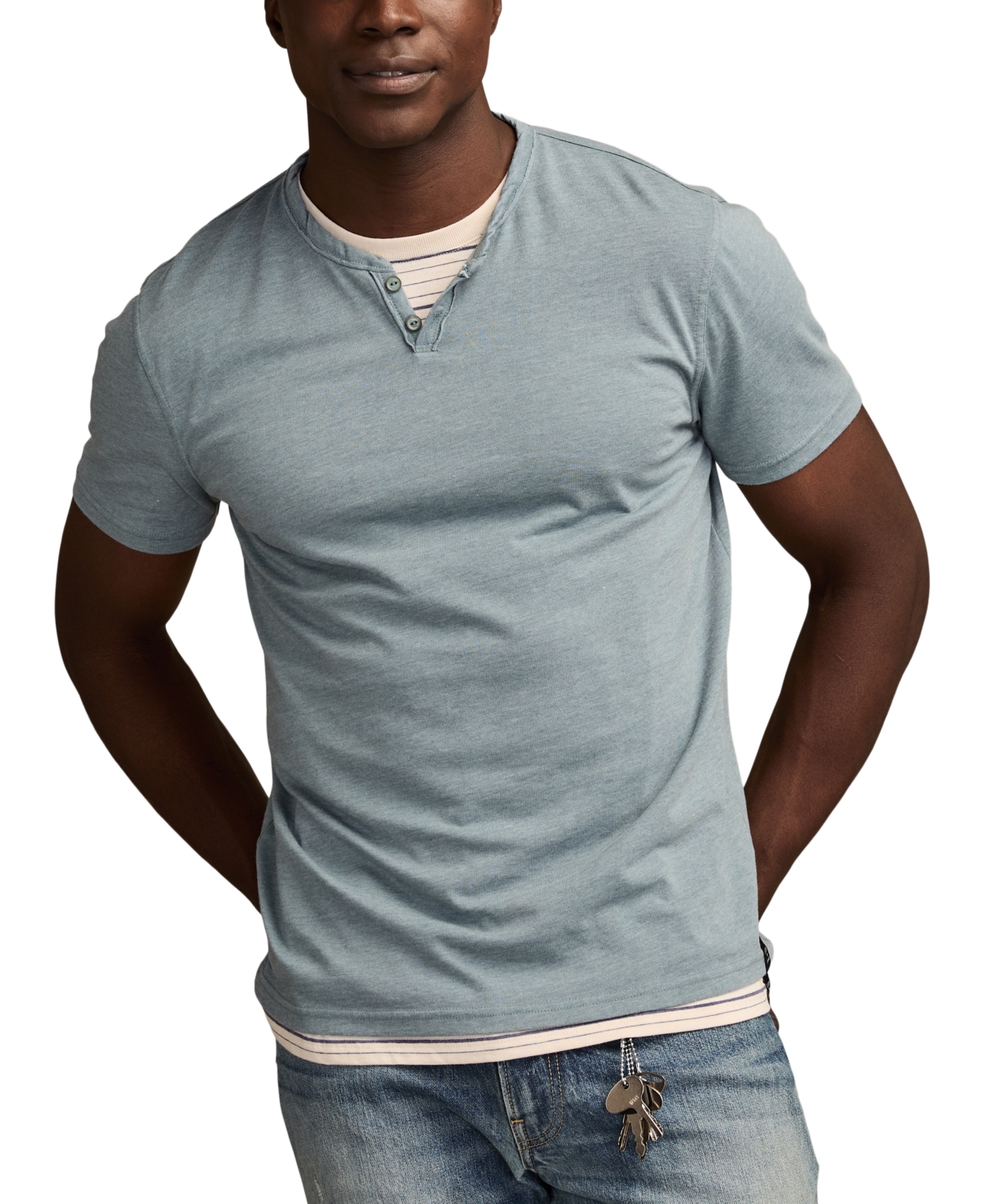 Click here for Lucky Brand Mens Venice Burnout Notch Neck T-shirt... prices