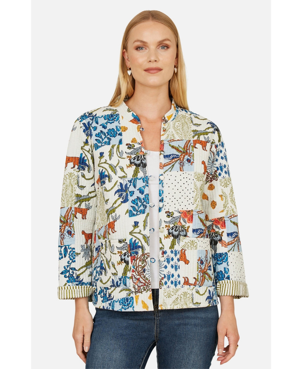 Click here for Yumi Womens Indian Patchwork Reversible Jacket - W... prices
