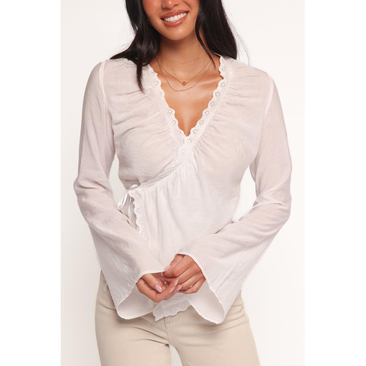 Click here for Petal and Pup Womens Adira Wrap Blouse - White prices
