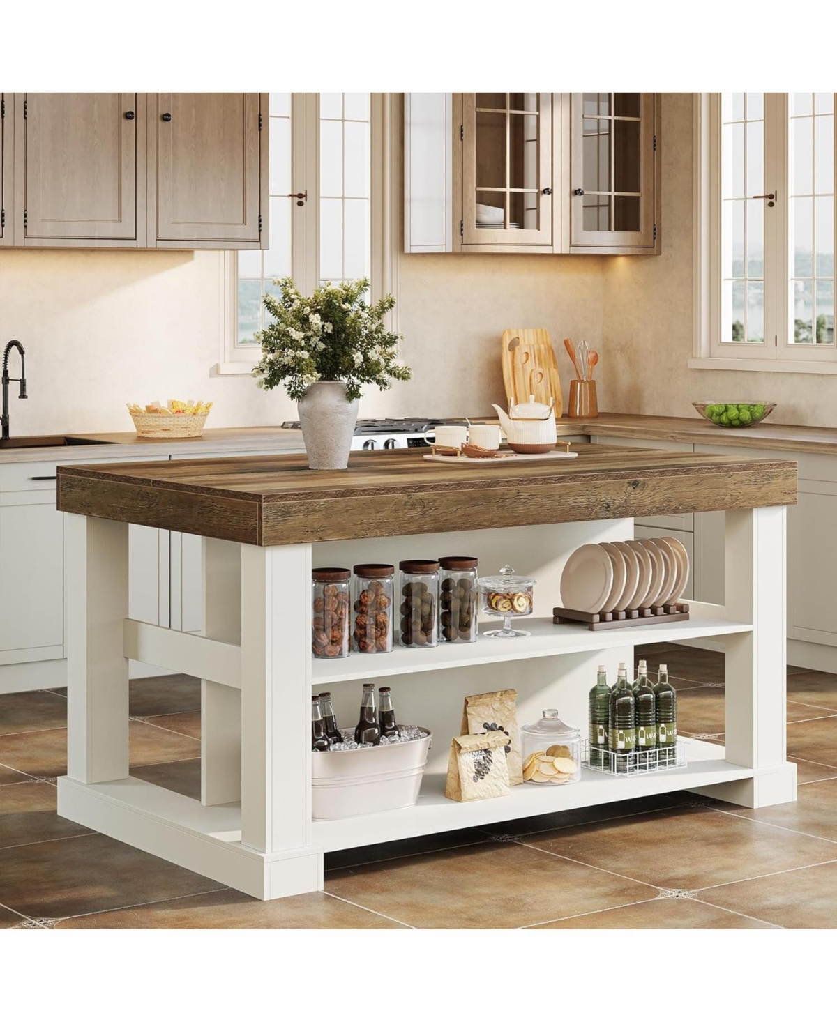Click here for Tribesigns Kitchen Island with 3 Shelves  55 Inche... prices
