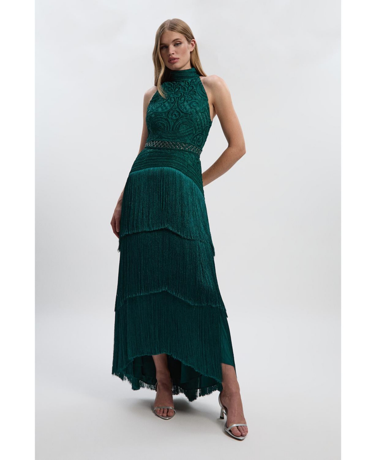 Click here for Karen Millen Womens Beaded Halter Neck Woven Maxi... prices