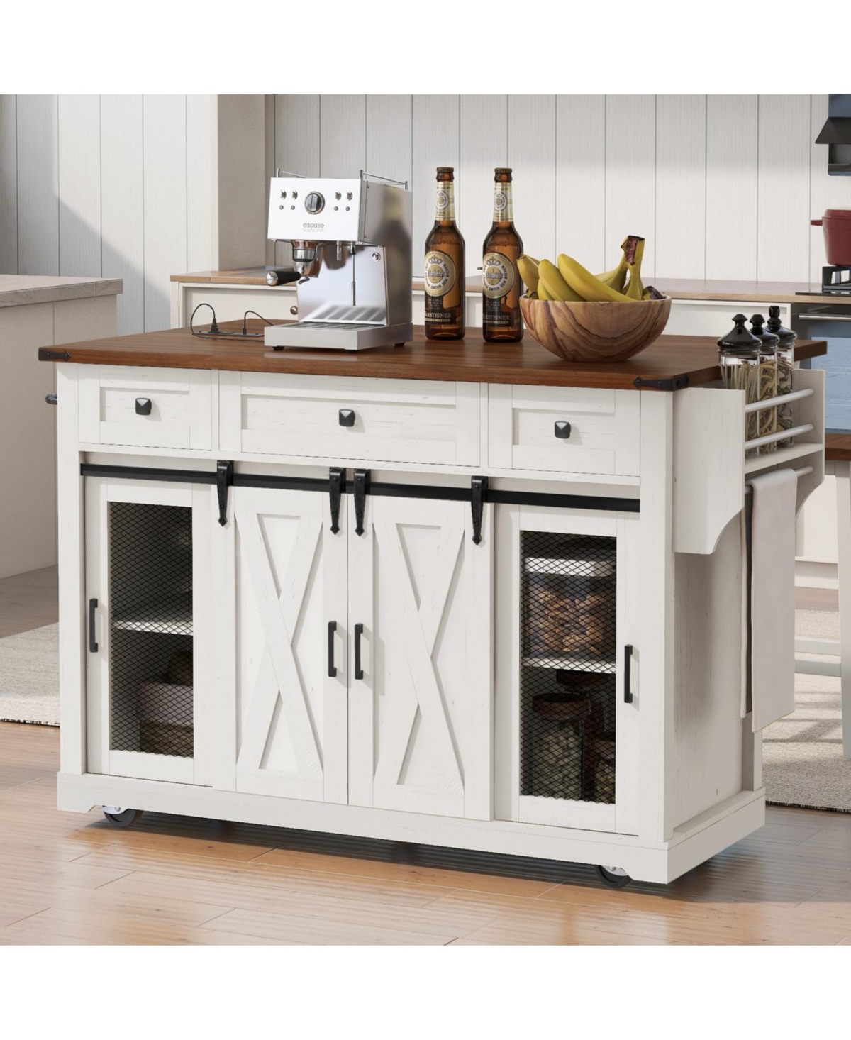 Click here for Streamdale 58-Inch Wood Farmhouse Kitchen Island w... prices