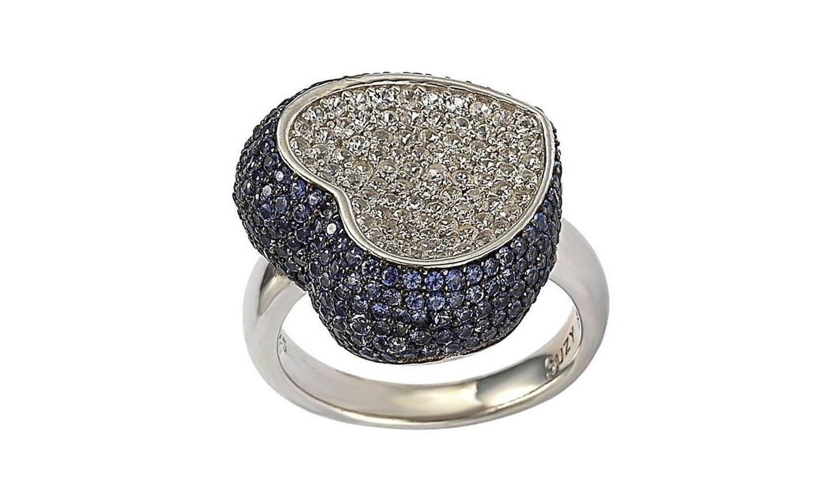 Click here for Suzy Levian Sterling Silver Sapphire Pave Puff Hea... prices