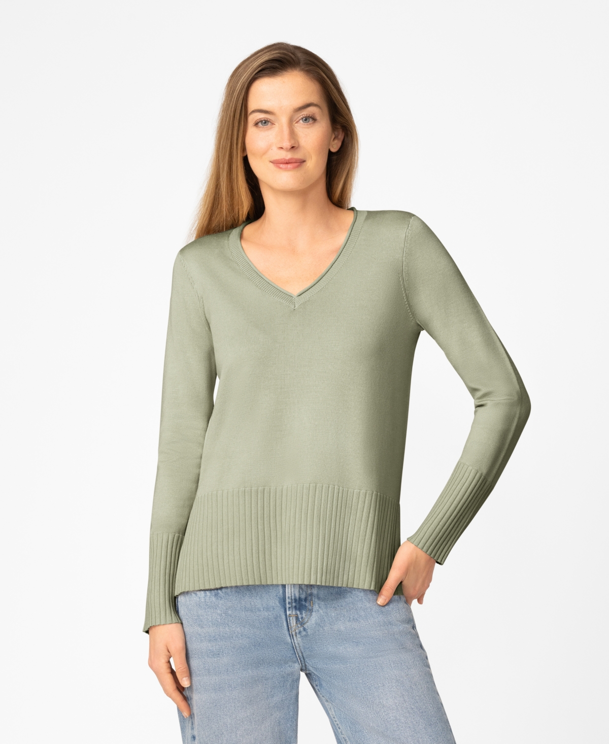 Click here for Melissa Paige Petite V-Neck Knit Sweater - Tea prices