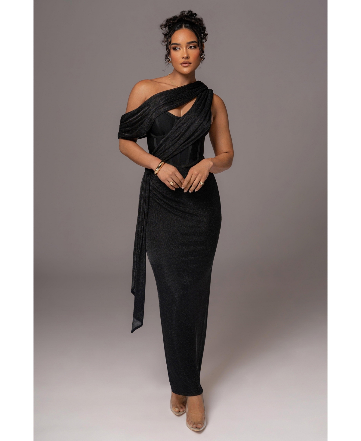 Click here for Jluxlabel Womens Metallic Celestina Draped Maxi Dr... prices