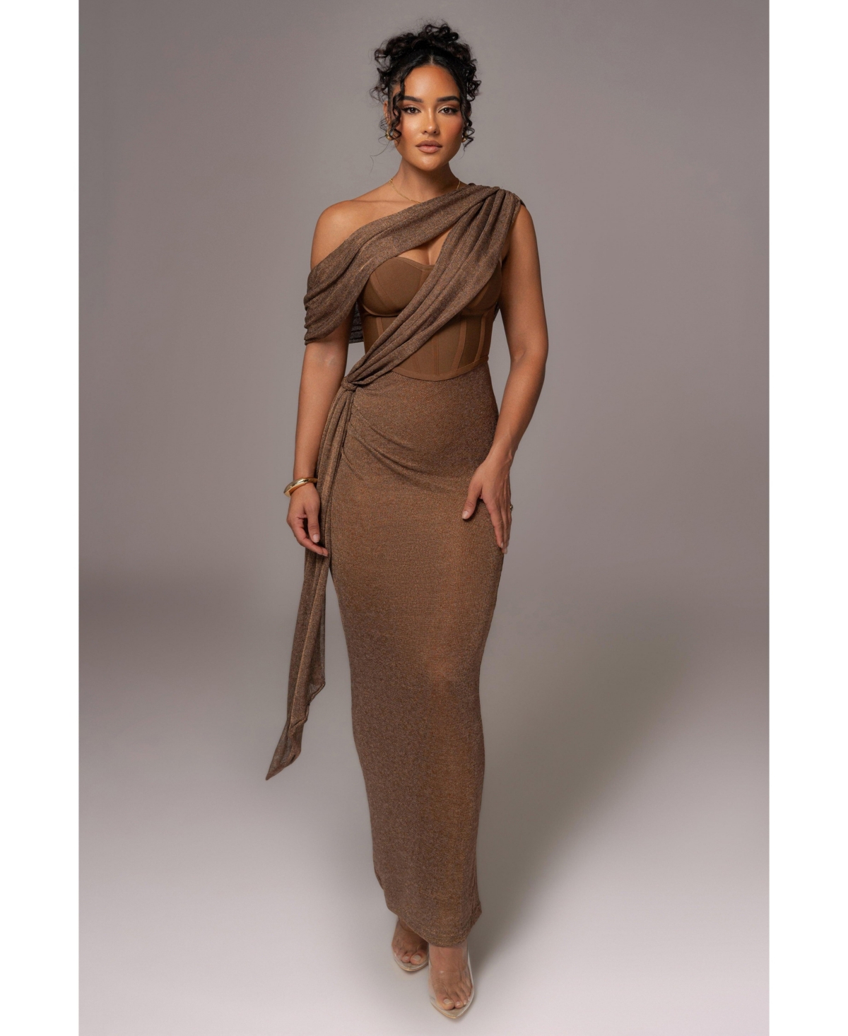 Click here for Jluxlabel Womens Metallic Celestina Draped Maxi Dr... prices