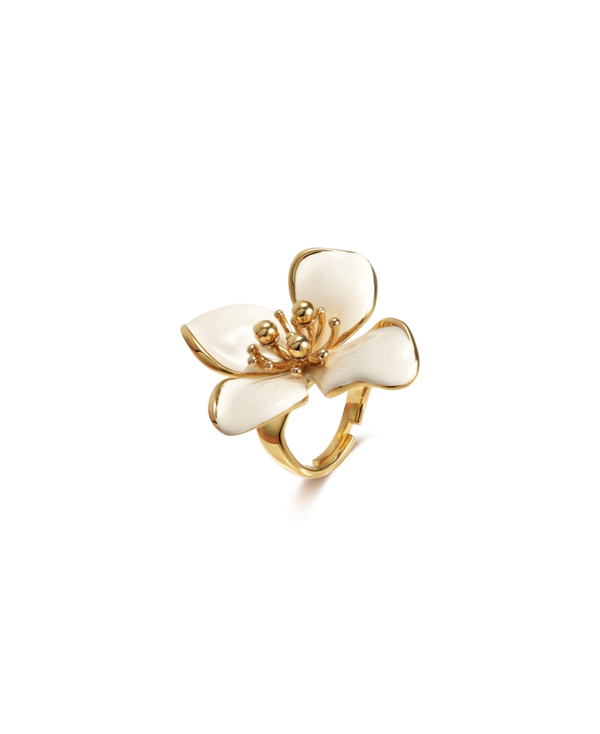 Click here for Retro Chic Large Iris Blossom Ring - White  gold prices