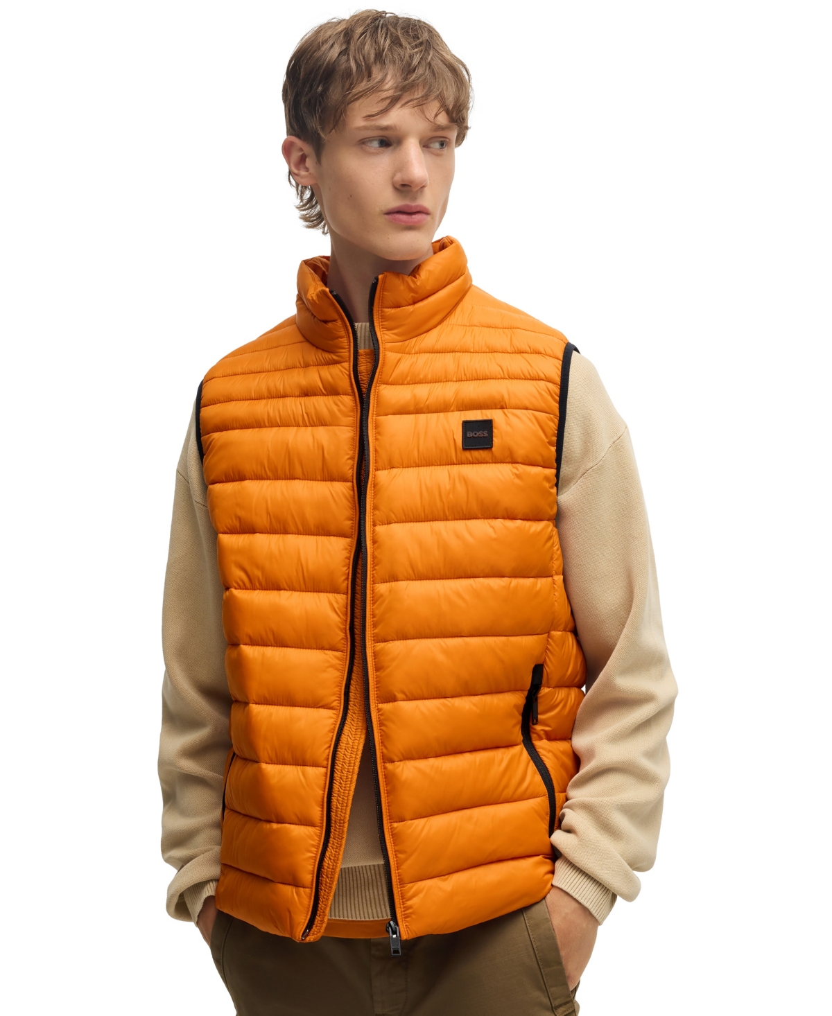 Boss by Hugo Boss Mens Water Repellent Slim-Fit Gilet - Orange