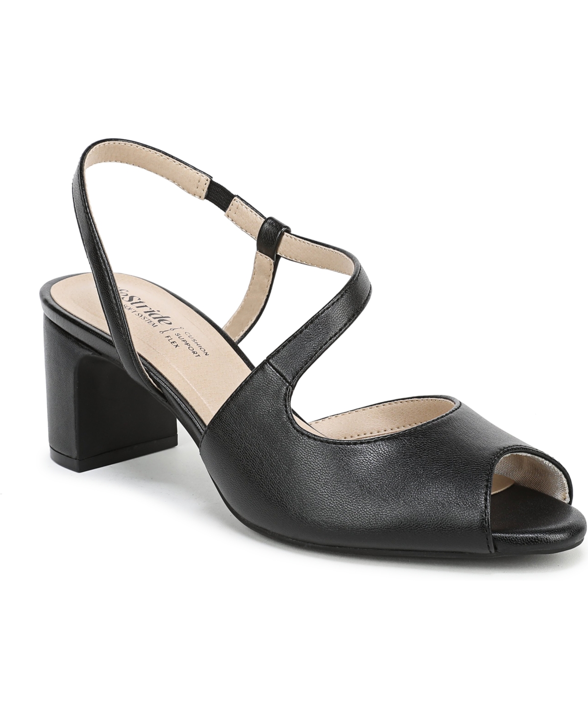 Click here for LifeStride Womens Theo Peep Toe Pumps - Black Faux... prices