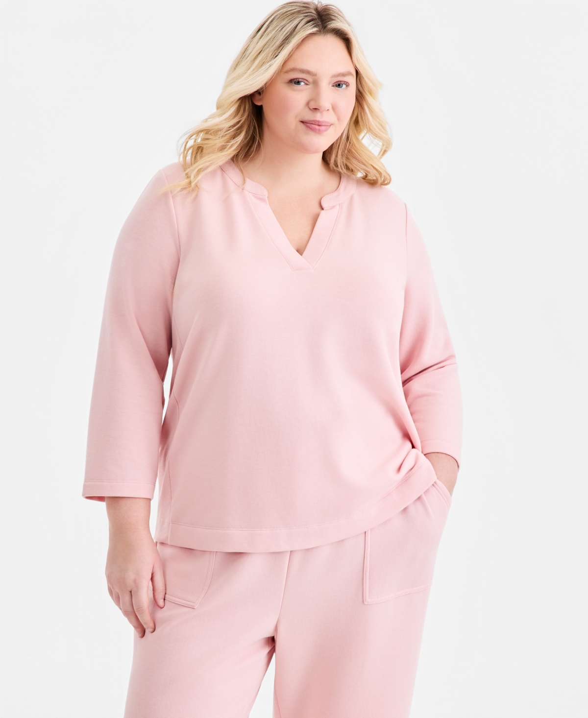 Click here for Style & Co Plus Size Lux Soft Fleece Long-Sleeve K... prices