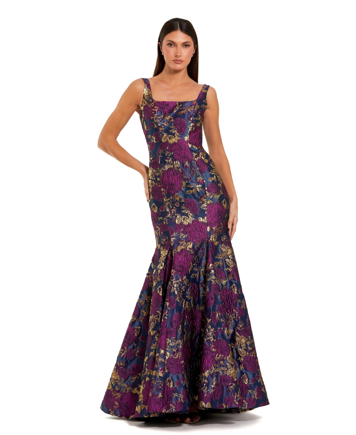 Click here for Mac Duggal Womens Sleeveless Floral Brocade Trumpe... prices
