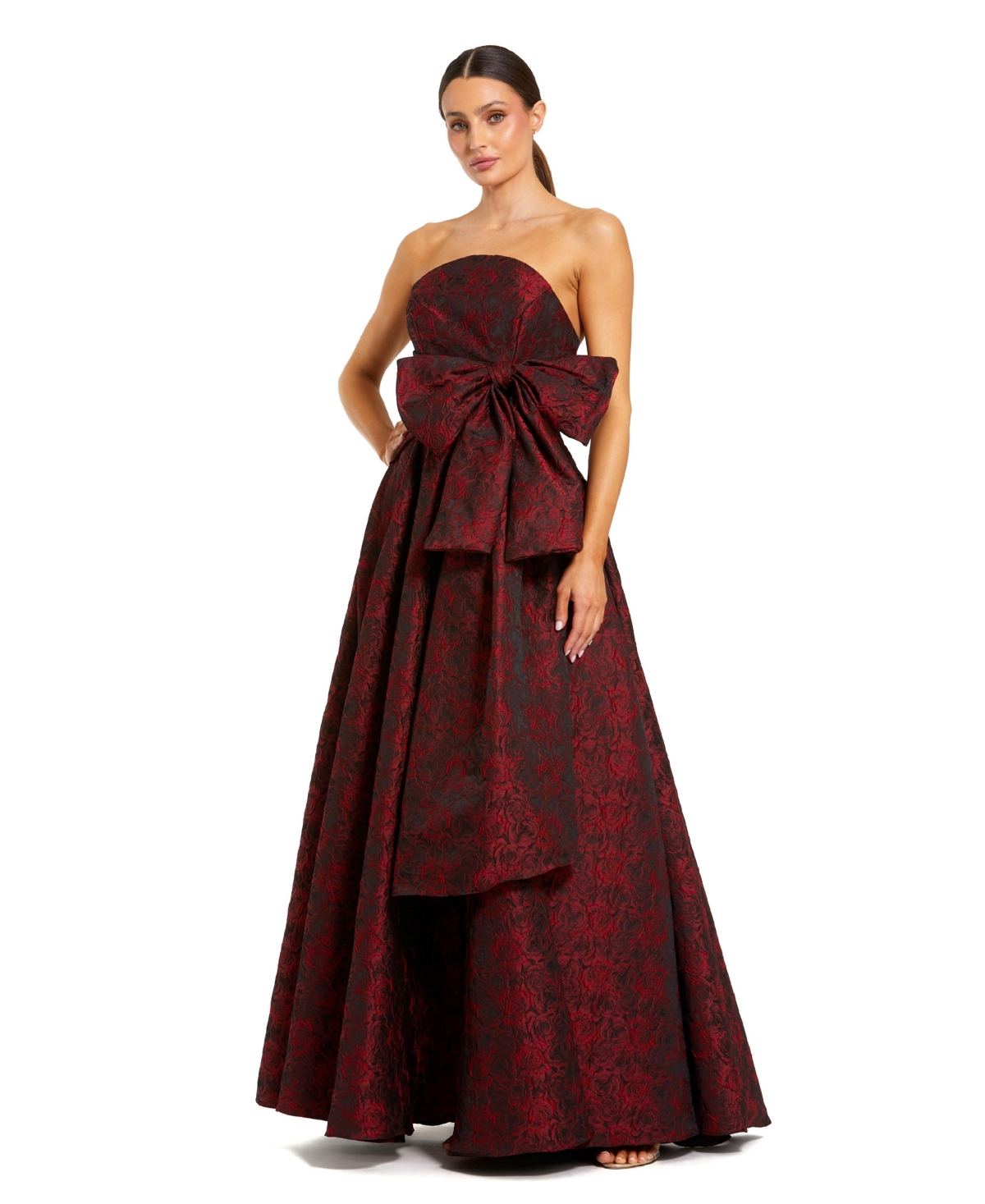 Click here for Mac Duggal Womens Bow Detail Strapless Floral Broc... prices