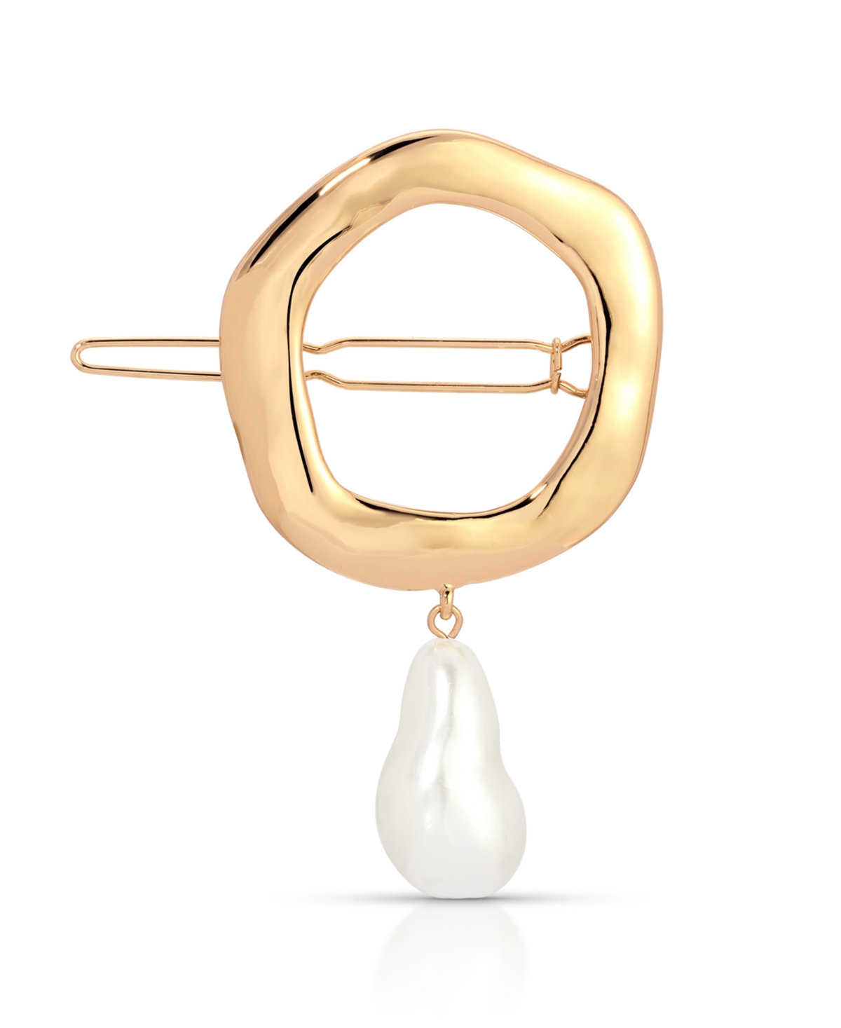 Click here for Ettika Open Circle Cultivated Pearl Barrette - Gol... prices