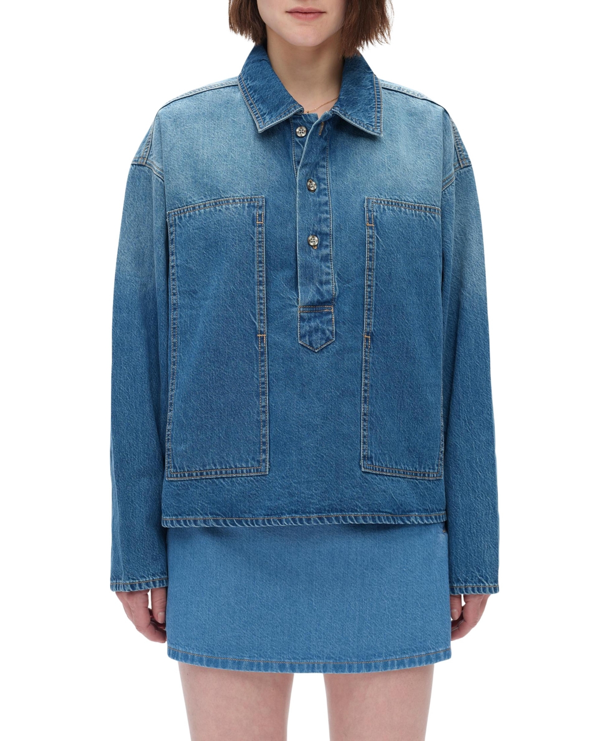 Click here for Bayeas Womens Oversized Denim Button-Front Shirt J... prices