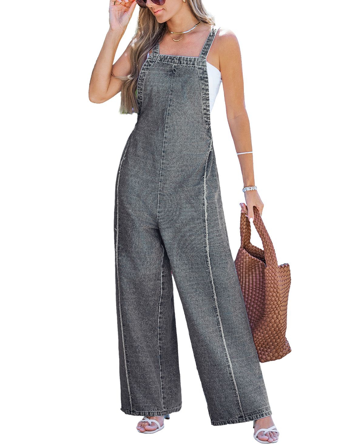 Click here for Cupshe Womens Retro Denim Overalls - Dark grey prices