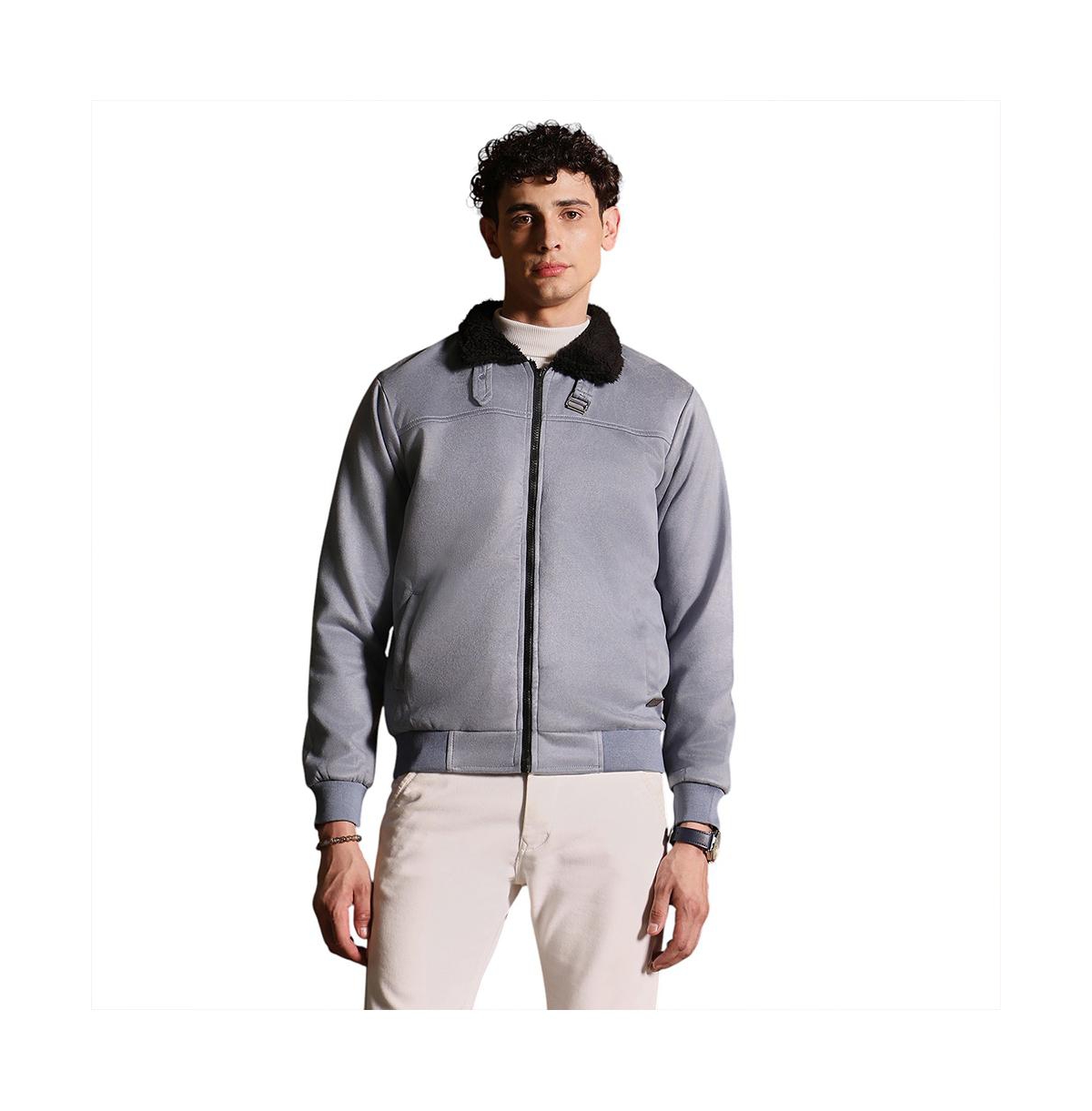 Click here for Campus Sutra Mens Coin Grey Contrast Sherpa-Lined... prices